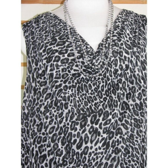 212 Collection | Tops | Sheer Poly Lined Animal Print Draped Neck Top ...